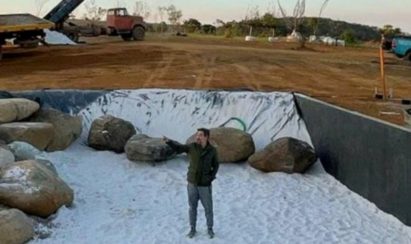 Bruno Gagliasso mostra construção de lago gigante em seu rancho