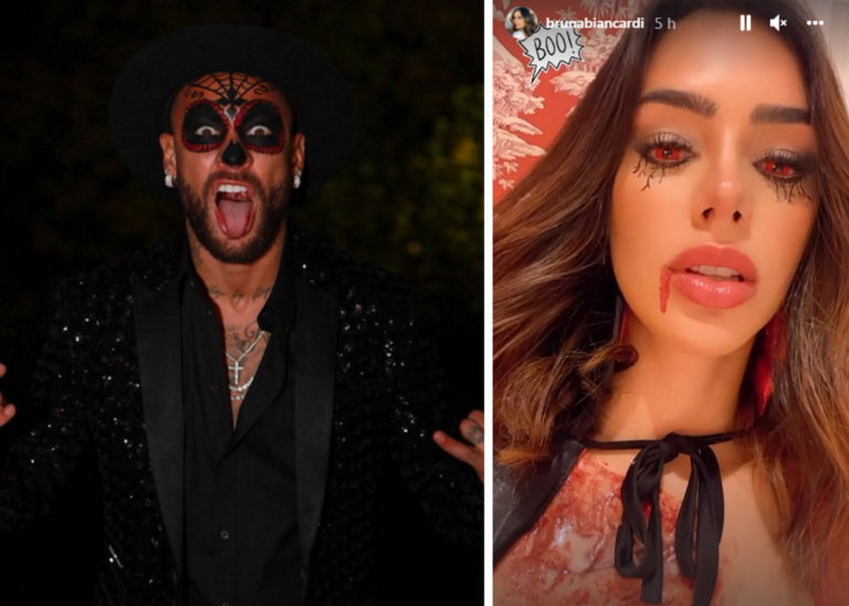 Neymar e Bruna Biancardi se jogam em festa de Halloween - OFuxico