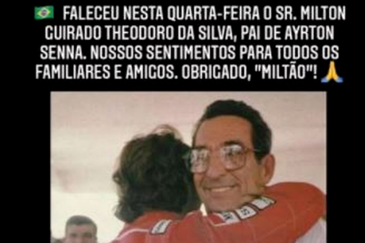 Pai de Ayrton Senna, Milton da Silva morre aos 94 anos