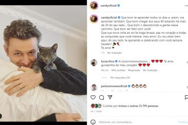 Sandy se declara para o marido Lucas Lima em aniversário