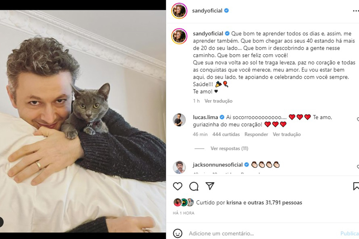 Sandy se declara para o marido Lucas Lima em aniversário