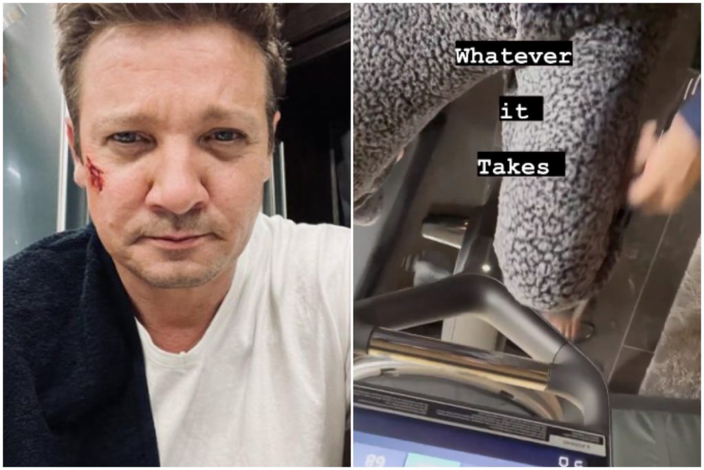 Jeremy Renner volta a se exercitar após acidente que esmagou 30 ossos