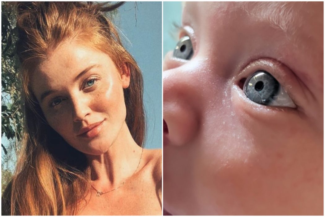 Cintia Dicker mostra que Aurora também tem olhos azuis