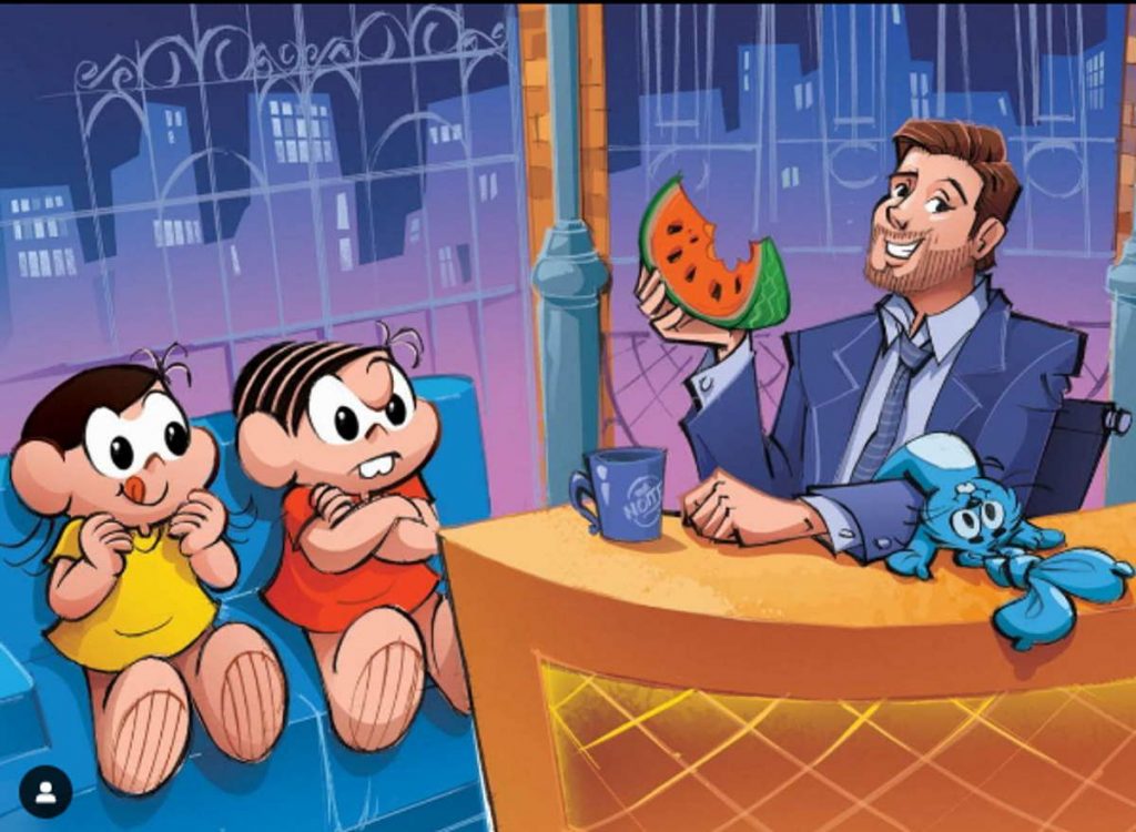 Danilo Gentili é surpreendido com presente de Mauricio de Sousa