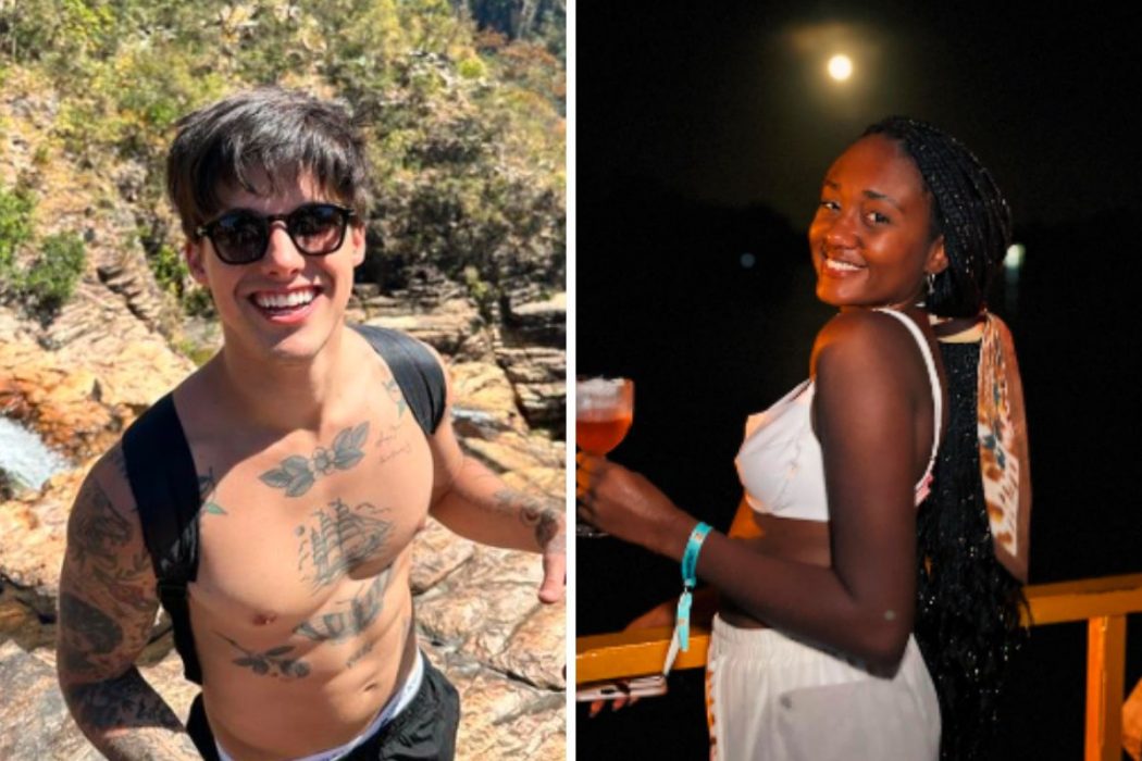 Gabriel Fop e Sarah Aline curtem passeio de barco