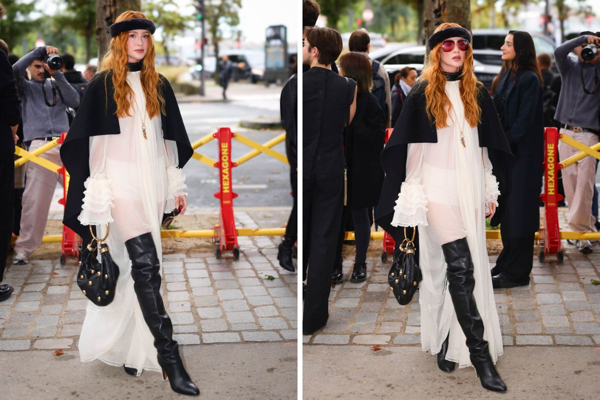 Marina Ruy Barbosa usa look transparente na Paris Fashion Week