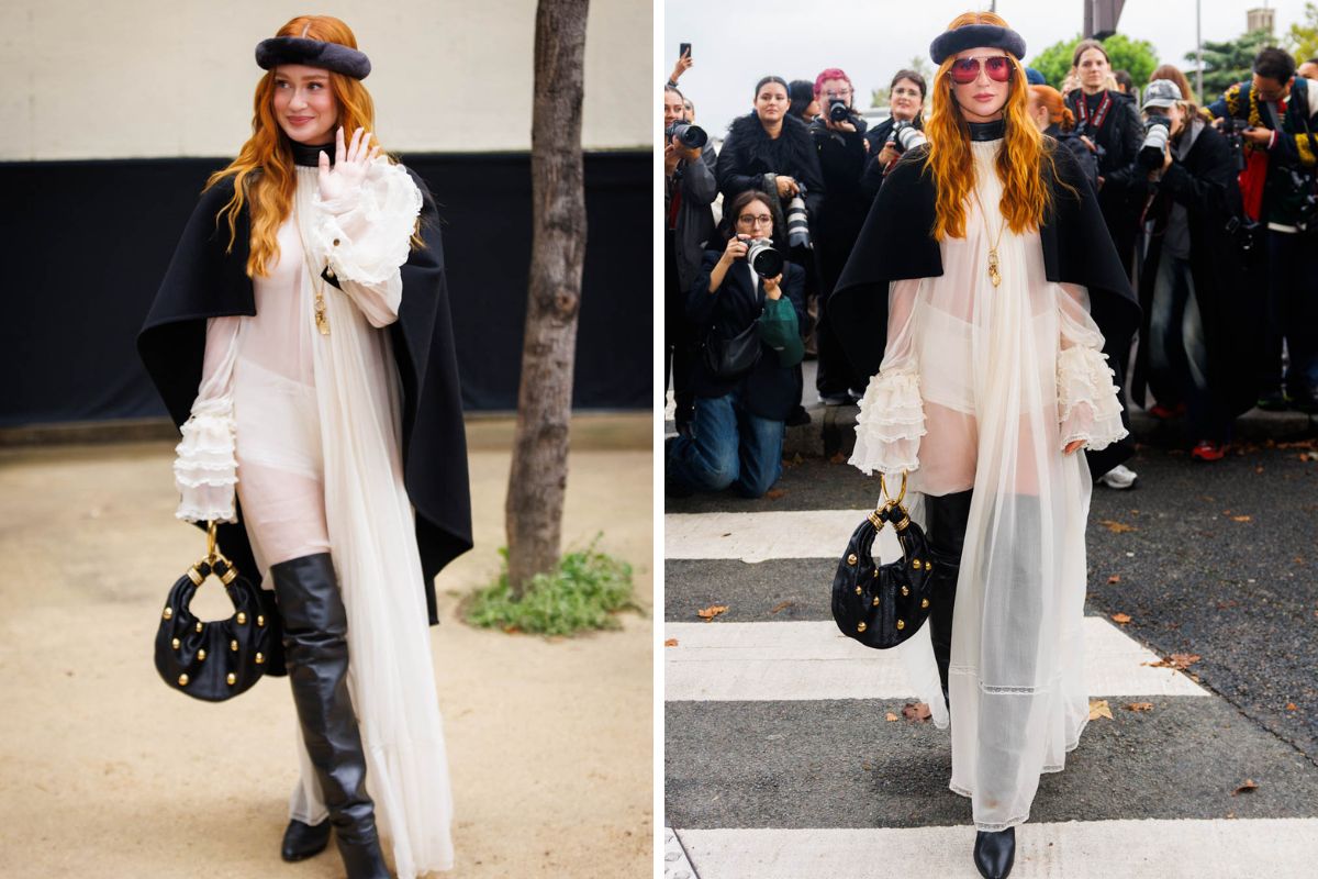 Marina Ruy Barbosa usa look transparente na Paris Fashion Week