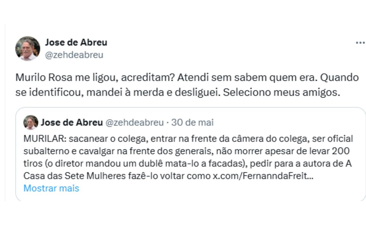 José de Abreu é obrigado pela Justiça a se retratar ao ator Murilo Rosa ...
