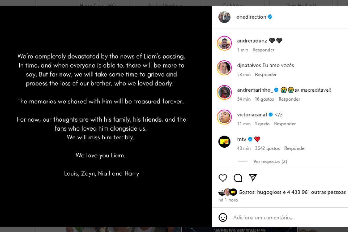 Membros do One Direction se despedem de Liam Payne com mensagem ...